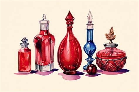 Premium AI Image Illustration Of Various Ruby Red Bottles And
