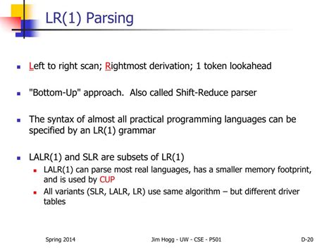 Ppt Lr Parsing Build Bottom Up Parse Tree Handles Writing A Shift