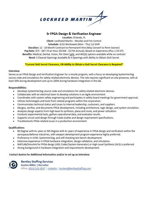 sr fpga design and verification engineer lockheed martin orlando fl