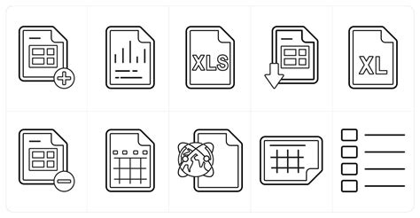 A Set Of 10 Mix Icons As Add Sheet Graph Excel Sheet In Black Line Color 65403590 Vector Art