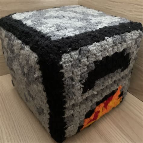 Minecraft Crochet Block Series Part 9 Furnace Block Pattern Hook Stitch Sew
