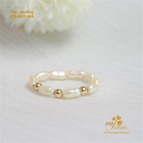Nhẫn Ngọc Trai Mix Bi Vàng 18K NWNT7 VNJ Trang Sức Việt
