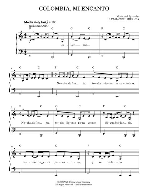Play Official Version Of Colombia Mi Encanto From Encanto Sheet