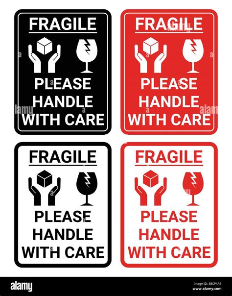Fragile Package Icons Set Handle With Care Logistics And Delivery