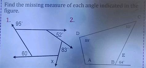 Find The Missing Measure Of Each Angle StudyX