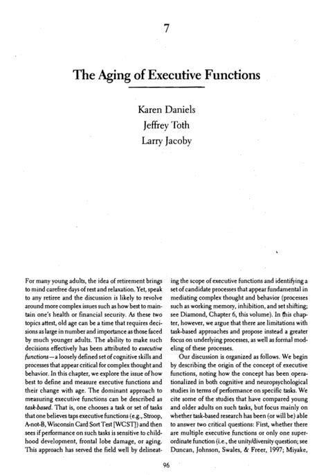 Pdf The Aging Of Executive Functions