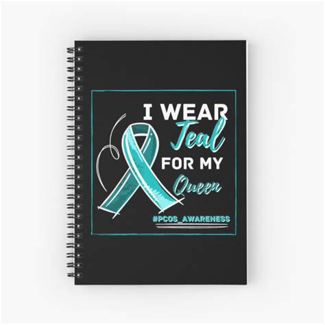 I Wear Teal For My Queen Pcos In Black Teal Ribbon Polycystic Ovary