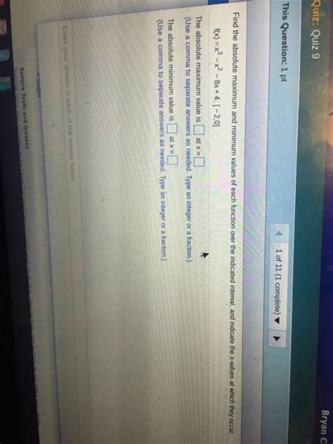 Solved Find The Absolute Maximum And Minimum Values Of Each