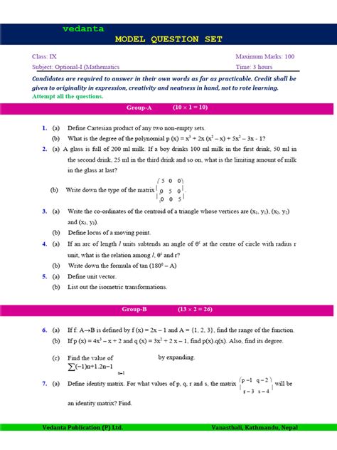 model question set of optional i mathematic class9 20210123185817 pdf angle triangle
