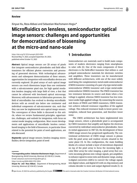 Pdf Microfluidics On Lensless Semiconductor Optical Image Sensors
