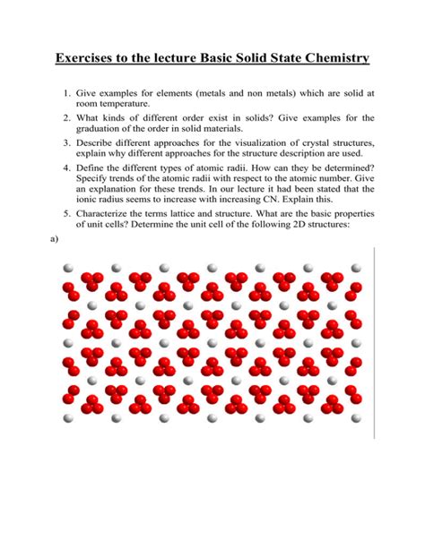 Exercises To The Lecture Basic Solid State Chemistry