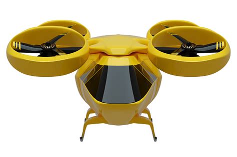 비행 도시 교통 도시 자동차 무인 항공기 흰색 배경에 고립 프로펠러와 자동차 3d 일러스트레이션 3d 렌더링 복사 공간 3차원