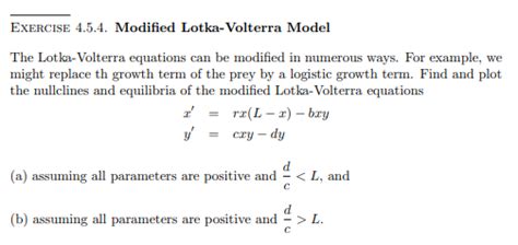Solved EXERCISE Modified Lotka Volterra Model The Chegg