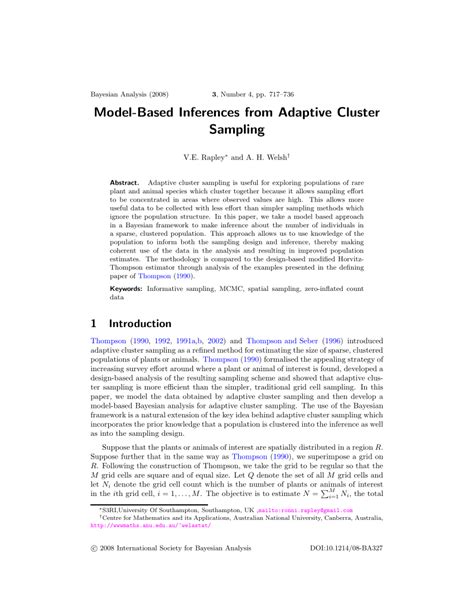 PDF Model Based Inferences From Adaptive Cluster Sampling