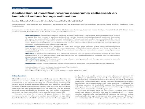 Application Of Modified Reverse Panoramic Radiograph On Lambdoid Suture For Age Estimation Sdcindia