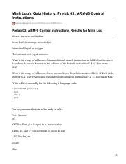ARMv Control Prelab Study Guide Course Hero