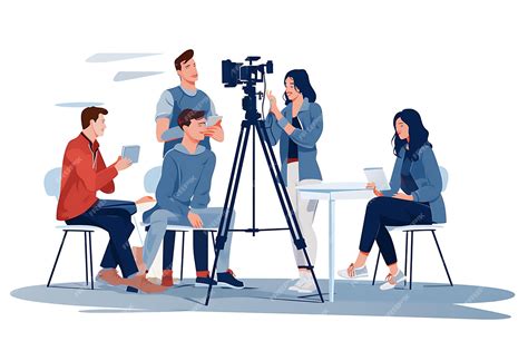 Premium Vector Video Interview Cartoon People