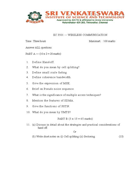 Wireless Communication Ec3501 Model Exam Paper Ec 3501 — Wireless
