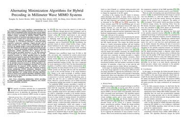 Alternating Minimization Algorithms For Hybrid Precoding In Millimeter