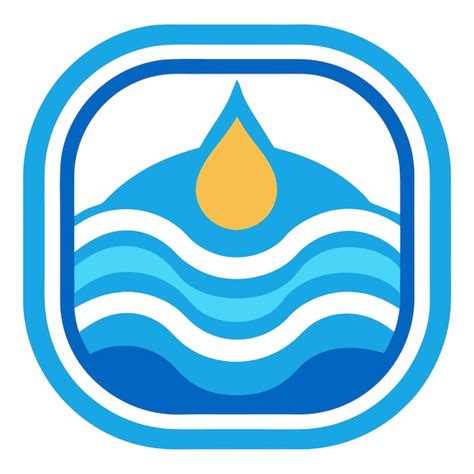 Blue And Yellow Abstract Design With A Water Drop And Wavy Lines Inside Blue And Yellow Abstract Design With A Water Drop And Wavy Lines Inside