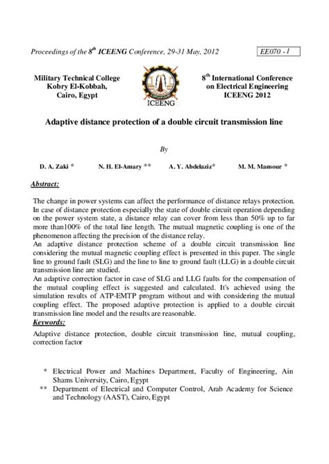 Pdf Adaptive Distance Protection Of Double Circuit Lines Based On Differential Equation Fault