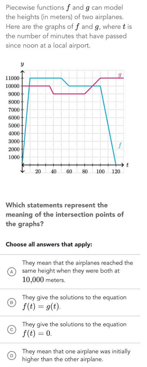 solved piecewise functions f and g can model the heights in meters