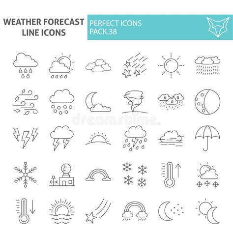 Weather Forecast Thin Line Icon Set Climate Symbols Collection Vector