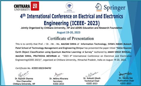 📝i Am Delighted To Share The Exhilarating News Of My Paper Presentation At The Iceee 23