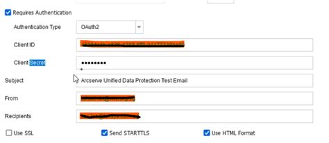 arcserve udp 9 unable to set up email alerts using ms oauth2
