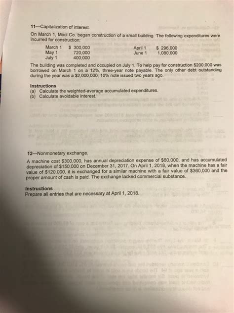 Solved 11 Capitalization Of Interest On March 1 Mocl Co