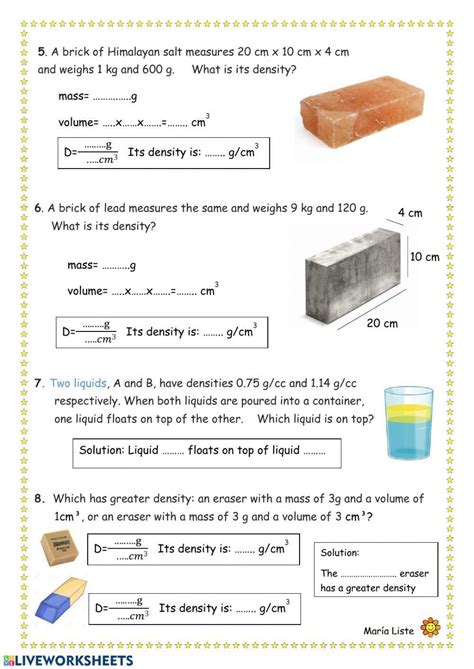 Density Practice Problems Worksheet 2 Answer Key Study Notes