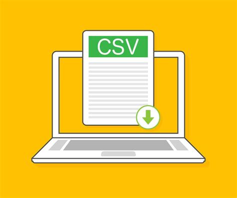 Download CSV Button On Laptop Screen Downloading Document Concept File With CSV Label And Down