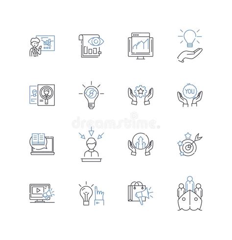 Augmented Reality Line Icons Collection Immersive Interactive Holographic Pier Innovative