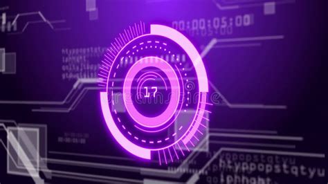 Animation Of Scope Scanning And Digital Data Processing Over Purple