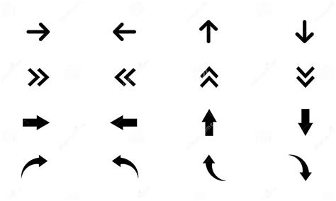 vector set of arrows up down right and left arrows ways and paths stock illustration