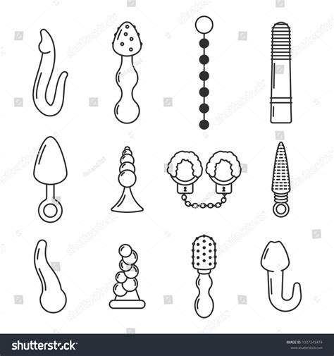 Sex Toys Vector Simple Linear Icons Vector De Stock Libre De Regalías 1337243474 Shutterstock