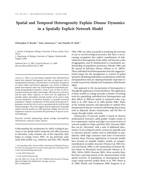 Pdf Spatial And Temporal Heterogeneity Explain Disease Dynamics In A