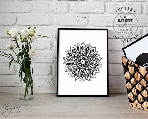 Black Mandala Wall Art Zen Wall Art Office Decor Sacred Geometry