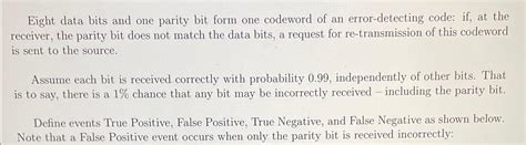 Solved Eight Data Bits And One Parity Bit Form One Codeword