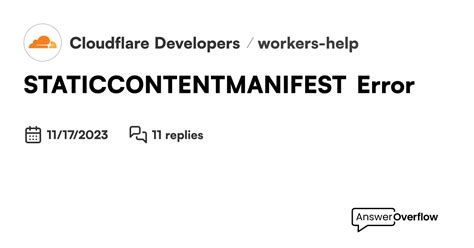 Staticcontentmanifest Error Cloudflare Developers