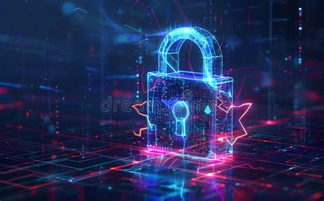 Glowing Blue Padlock With Electric Sparks Social Secure And Data Protection Concept Stock