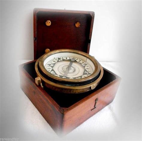 Baker Ships Compass In Original Wooden Box Circa 1875 Free Shipping 1850210802