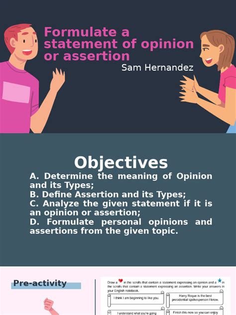 Formulate A Statement Of Opinion Or Assertion Pdf Opinion