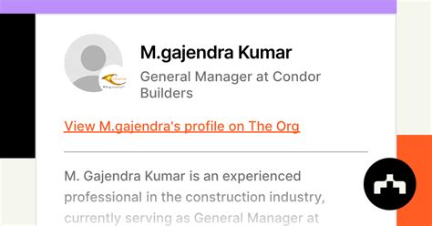 Mgajendra Kumar General Manager At Condor Builders The Org