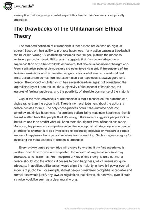 The Theory Of Ethical Egoism And Utilitarianism 1500 Words Assessment Example