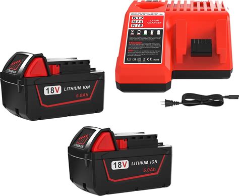 2 Pack 50ah Replacement For Milwaukee M18 Lithium Ion