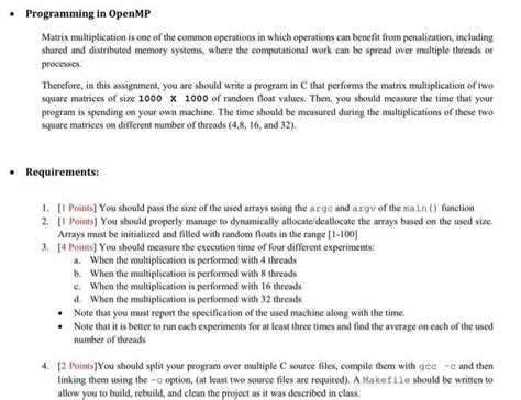 Solved Programming In Openmp Matrix Multiplication Is One Chegg
