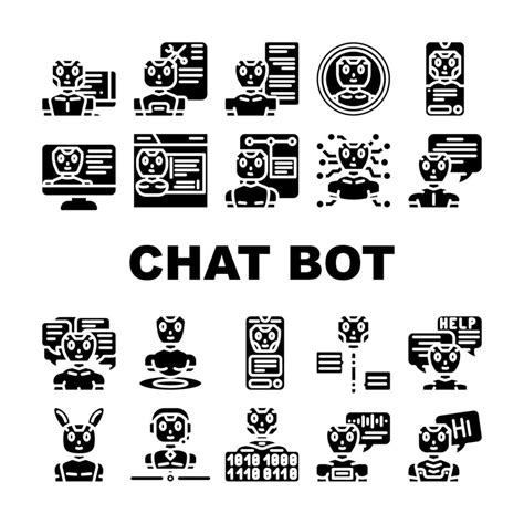 Chat Bot Robot Service Icons Set Vector 22499396 Vector Art At Vecteezy