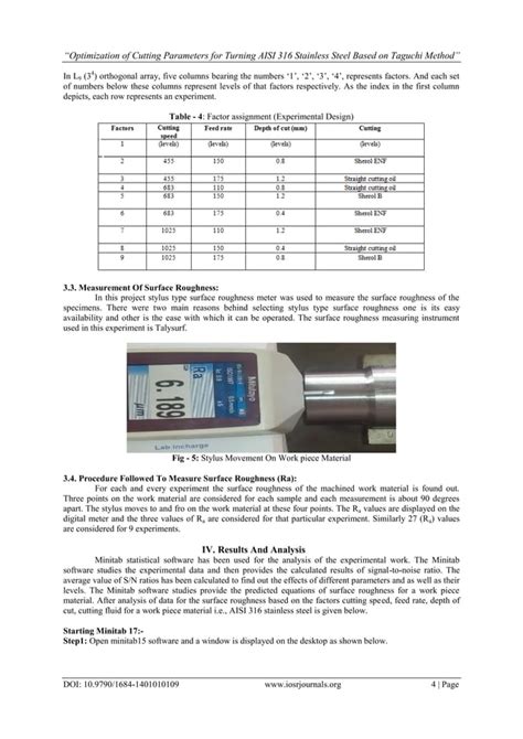 “optimization Of Cutting Parameters For Turning Aisi 316 Stainless Steel Based On Taguchi Method
