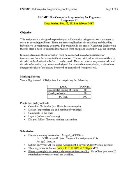 Solved Encmp 100 Computer Programming For Engineers Page 1